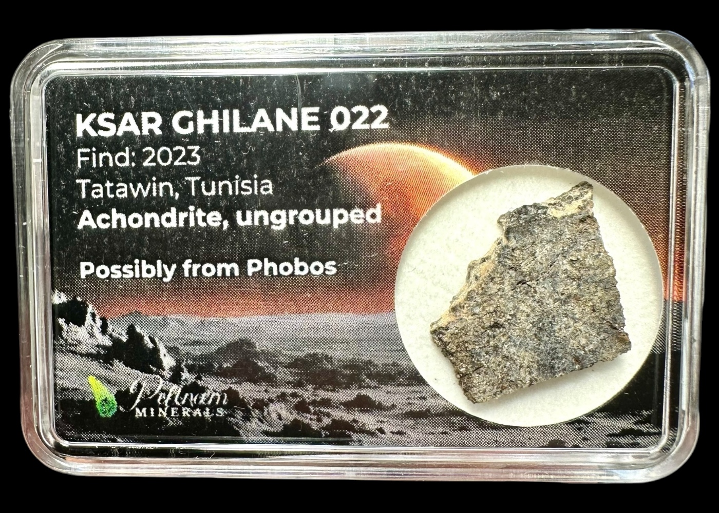 Meteorite Ksar Ghilane 022 in box | PeltramMinerals